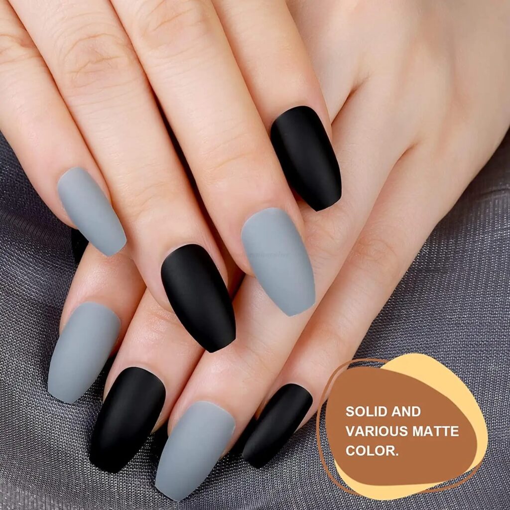 24Pcs Matte Short Coffin Colored Nails – VADHARYA